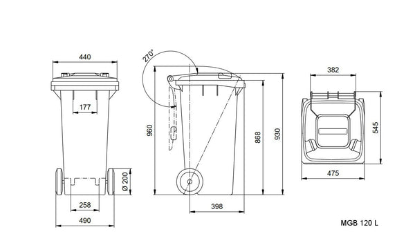 Green 120 Litre Wheelie Bins For Sale - Wheelie Bin Solutions