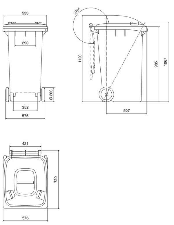 Orange 240 Litre Wheelie Bins